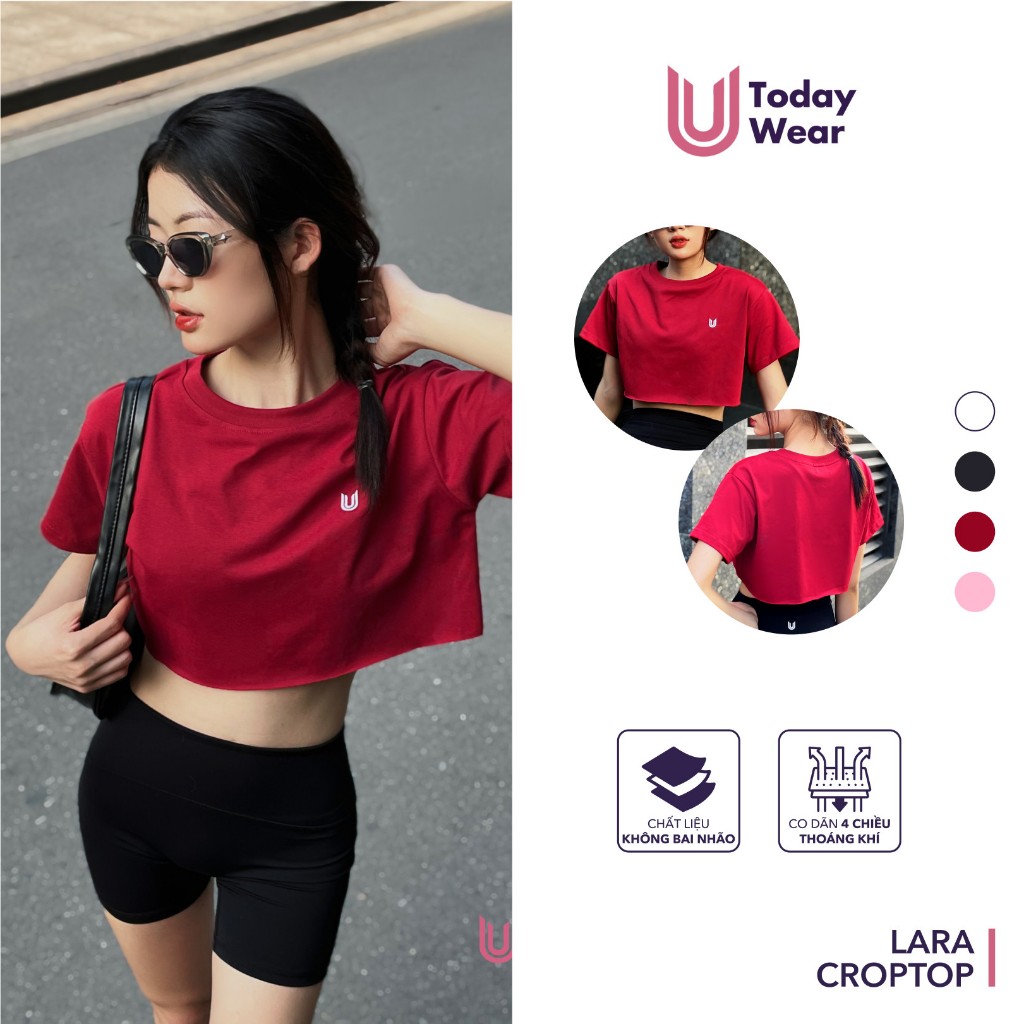 [mã Fadep2009 Giảm đến 30k đơn Từ 99k] Áo Croptop Nữ Lara Hai Màu Trơn