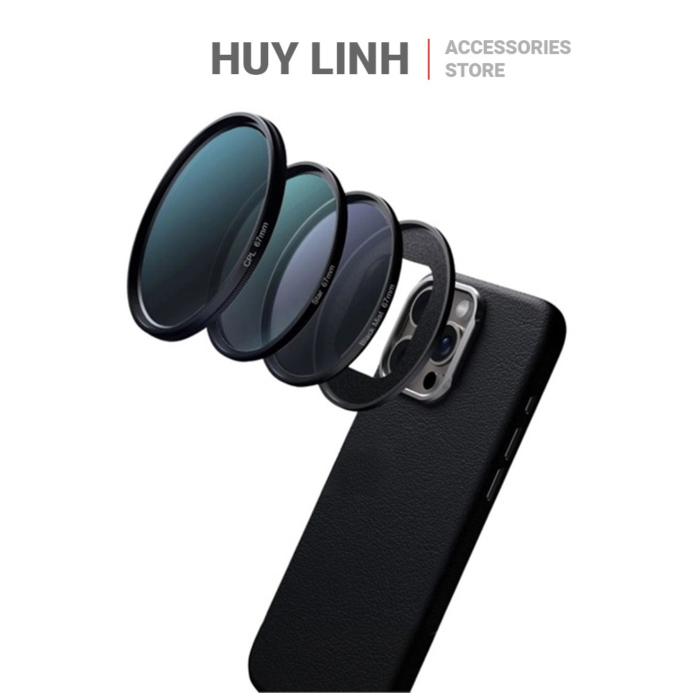 Bộ kit ốp case + Filter và Mount 67mm từ tính hỗ trợ chụp ảnh cho iP 15 ...
