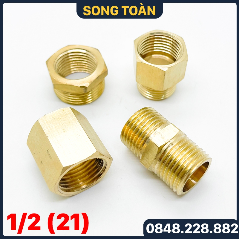 Đầu Nối Ren 21, Đầu Nối Ren Đồng Phi 1/2 (21) Kép Lơ Cà Rá Măng Sông - Ren G (BSP) | Shopee Việt Nam