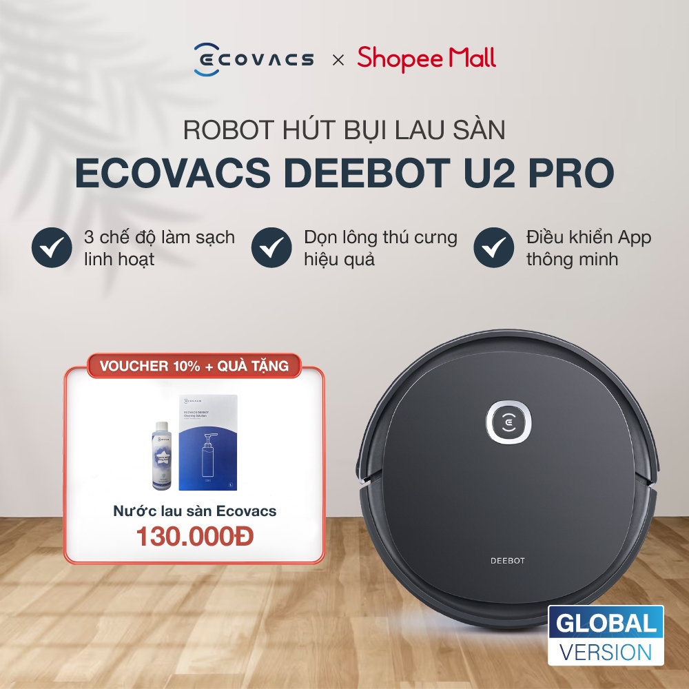Robot hút bụi lau sàn Ecovacs U2 Pro quốc tế - Robot hút bụi Ecovacs U2 ...