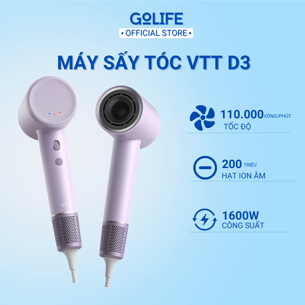 Máy sấy tóc tốc độ cao ion âm VTT D3, làm khô nhanh, tạo độ bóng bảo vệ ...