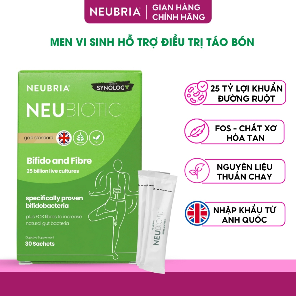 Men vi sinh Neubiotic Bifido & Fibre 30 gói bổ sung chất xơ hỗ trợ cải ...