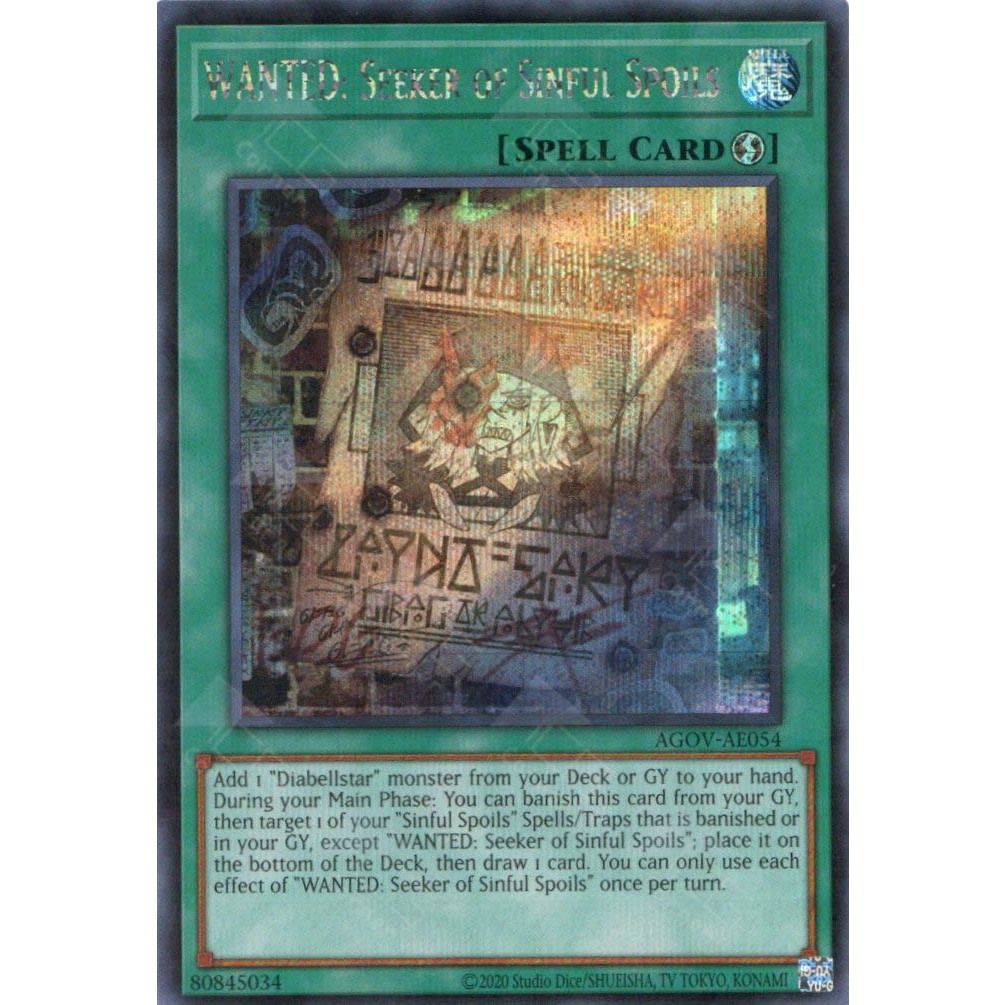 [ GGSTORE ] [ Bài Yugioh Chính Hãng ] AGOV-AE054 WANTED: Seeker of Sinful Spoils (SER) | Shopee ...