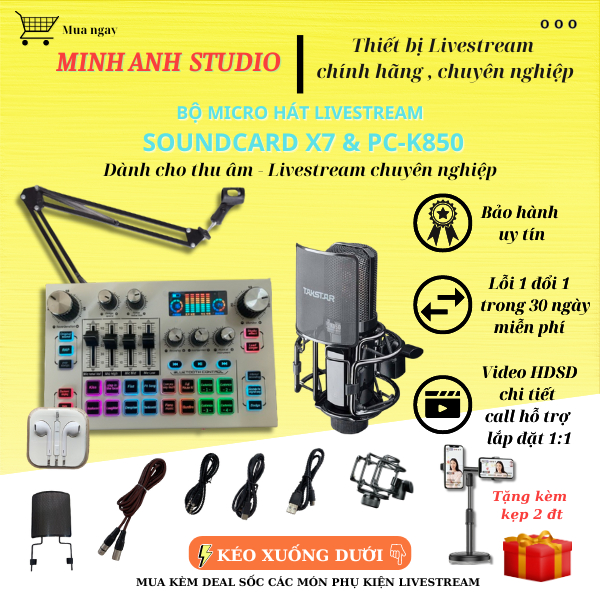 Bộ Sản Phẩm Soundcard X7 Pro & Mic Takstar Pc-K850 chính Hãng Cao Cấp ...