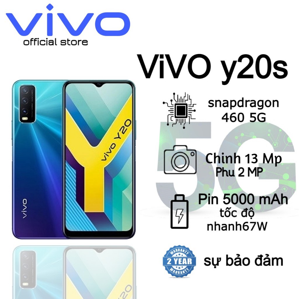 Điện thoại thông minh VIVO Y20s | RAM 6GB + ROM 128GB | Máy ảnh trí tuệ ...