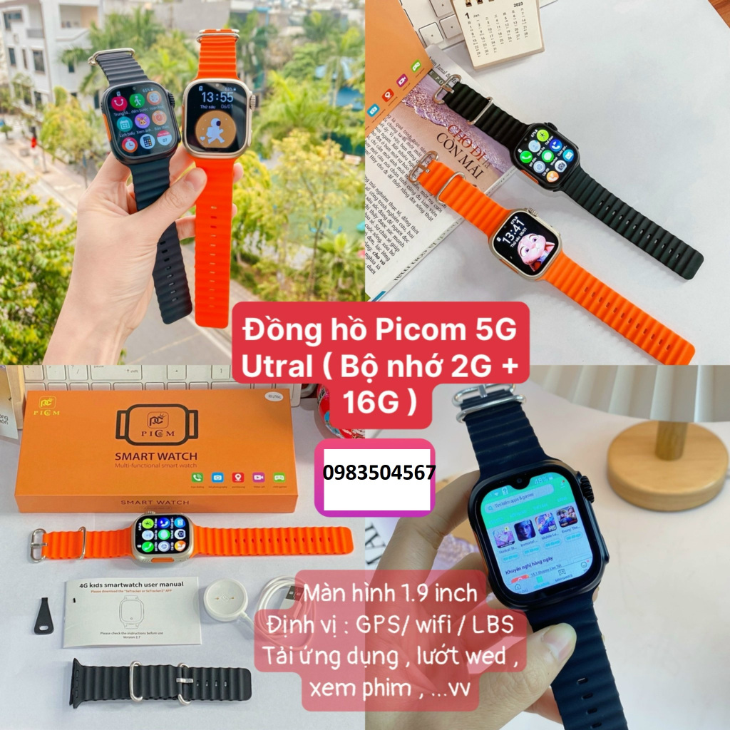 Đồng Hồ Thông Minh Định Vị Trẻ Em PICOM 5G Ultra Kết Nối Wifi Chơi Game ...