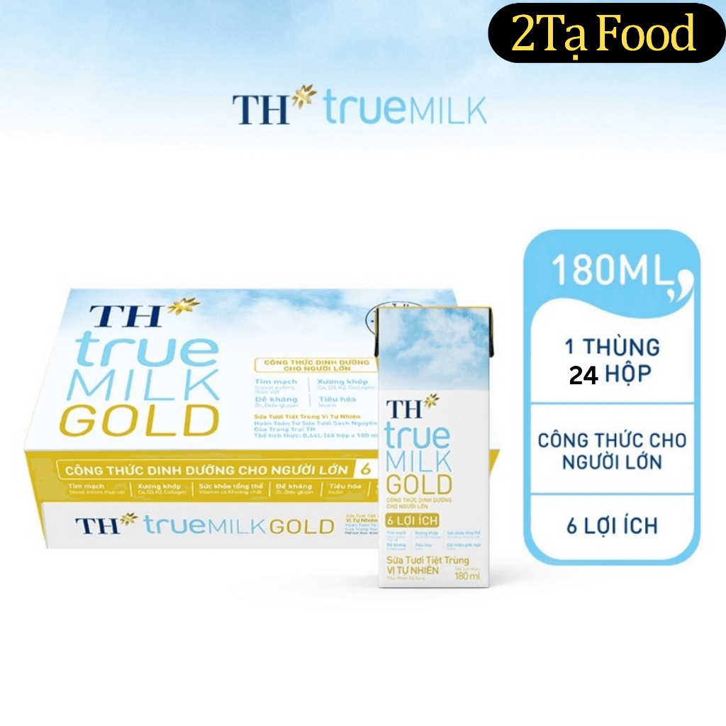 Thùng 24 hộp Sữa Tươi Tiệt Trùng Vị Tự Nhiên TH true MILK GOLD 180 ml ...
