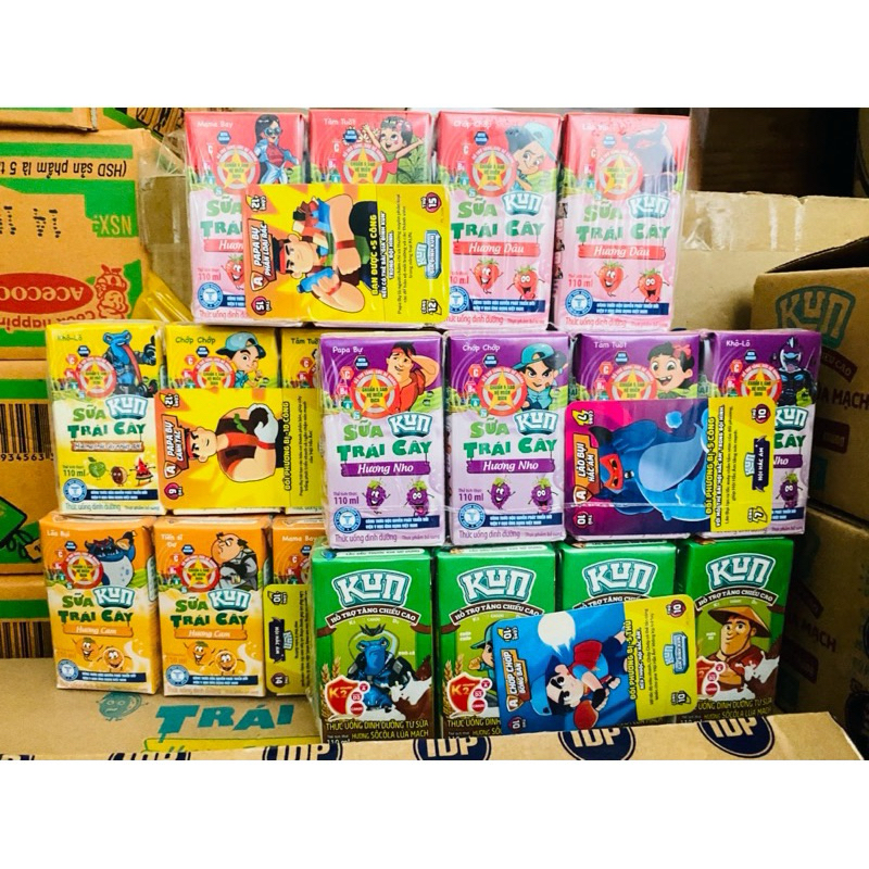 Vỉ 4 hộp sữa trái cây Lif Kun 110ml | Shopee Việt Nam
