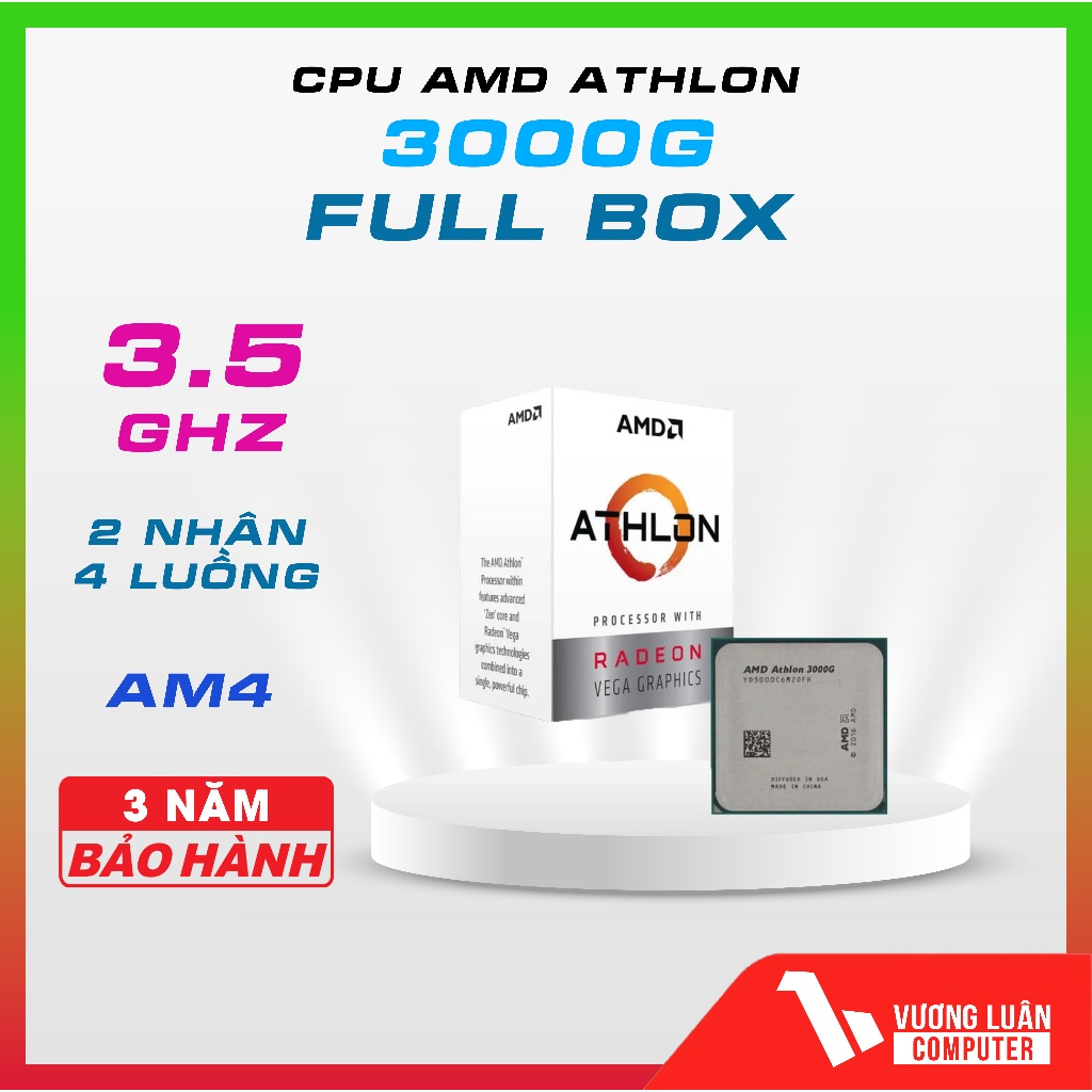 Bộ vi xử lý CPU AMD Athlon 3000G Hiệu năng ~ G6400 - IGPU mạnh mẽ - Box ...