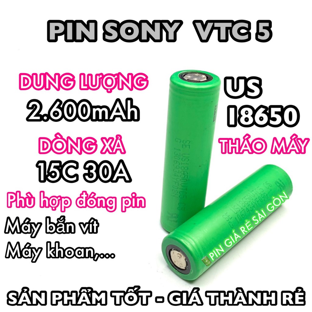 [Tháo Máy] Pin Sony VTC5 5C US18650 DL 2600mAh, xả cao 15C 30A tháo máy ...