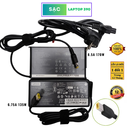Sạc Laptop Lenovo 20V-6.75A 135W / 8.5A 170W / 11.5A 230W Chân Vàng ...