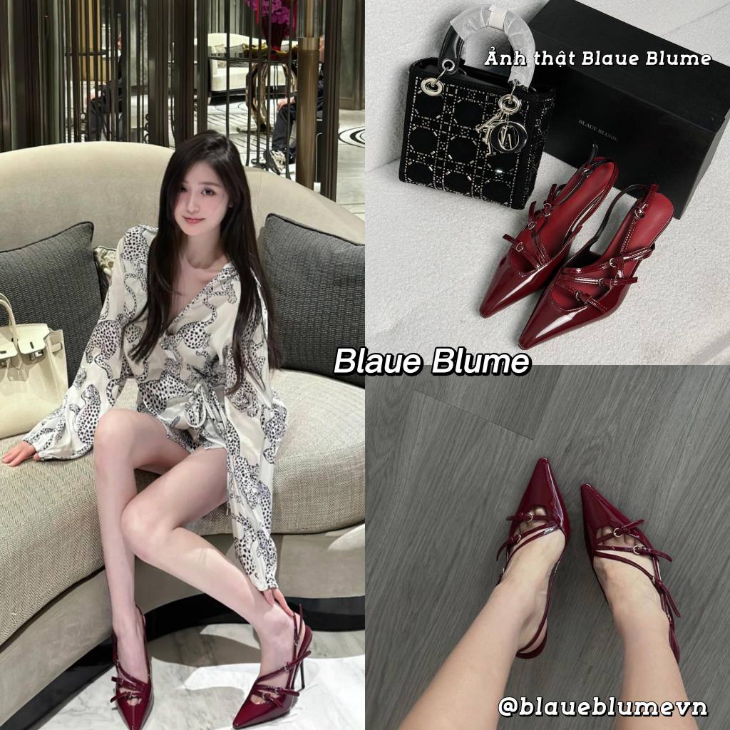 𝐁𝐥𝐚𝐮𝐞𝐁𝐥𝐮𝐦𝐞🦋🍷 Slingback Cherry Red MM 7cm🍷 | Shopee Việt Nam