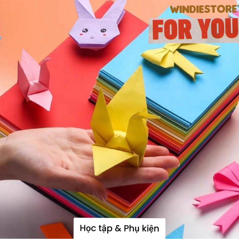 Set 100 Tờ Giấy Gấp Origami 10/20 màu Giấy Thủ Công Gấp Hạc, Hoa ...