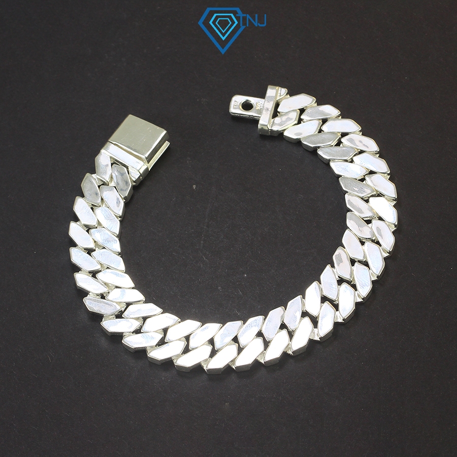 Vòng tay Cuban bạc nam trơn cá tính thời trang bản ngang 13mm khắc tên ...
