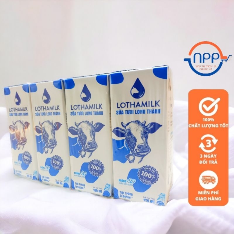 Sữa Tươi Lên Men Tiệt Trùng Lothamilk, Sữa Tươi Long Thành Hương Vị Hộp 180ml | Shopee Việt Nam
