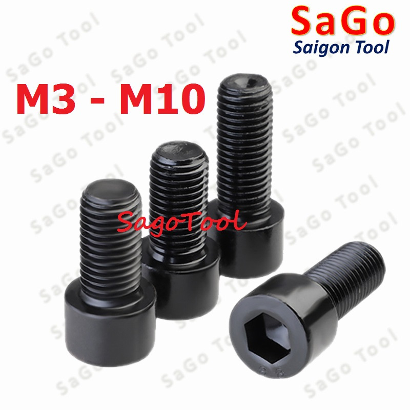 Bulong lục giác đầu trụ chịu lực thép đen M3 M4 M5 M6 M8 M10 cấp bền 8. ...