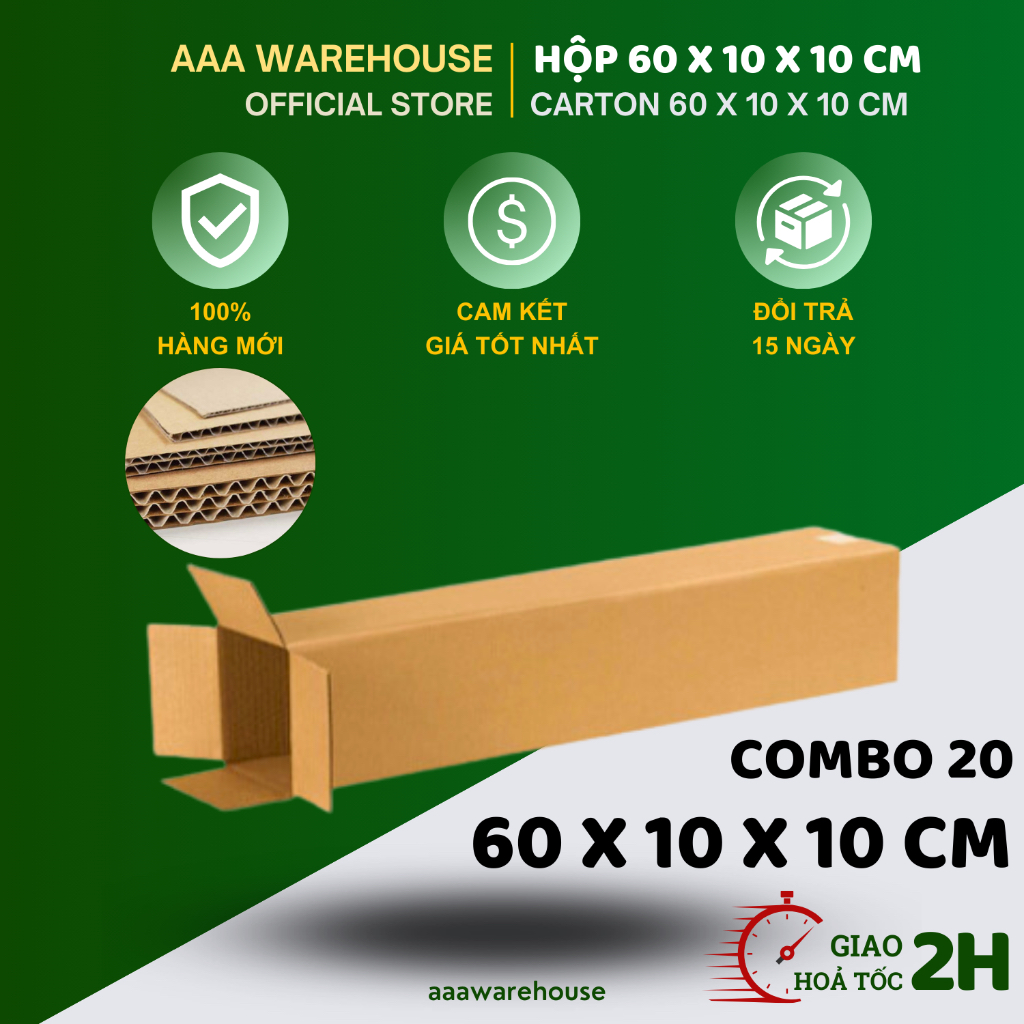 [COMBO 20] Combo 20 Hộp carton đóng hàng kích thước 60x10x10 cm - Hộp ...