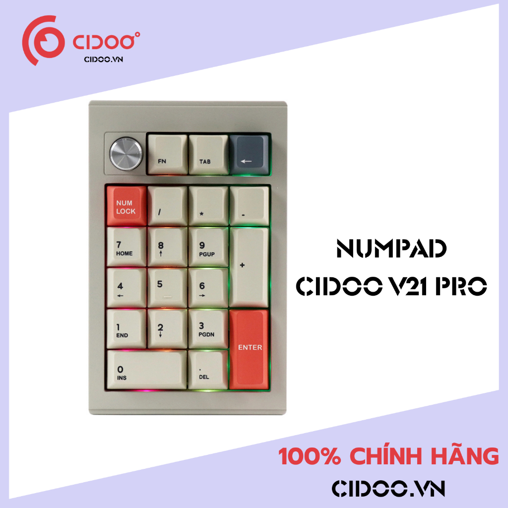 Numpad Cidoo V21 Pro không dây | Gasket Mount, 3 Mode, Led RGB , Hotswap - Hàng chính hãng ...