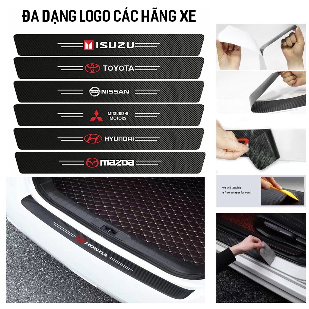 Bộ 9 MIẾNG DECAL DÁN BẢO VỆ BẬC CHÂN XE Ô TÔ, MIẾNG DÁN CHỐNG TRẦY XƯỚC ...