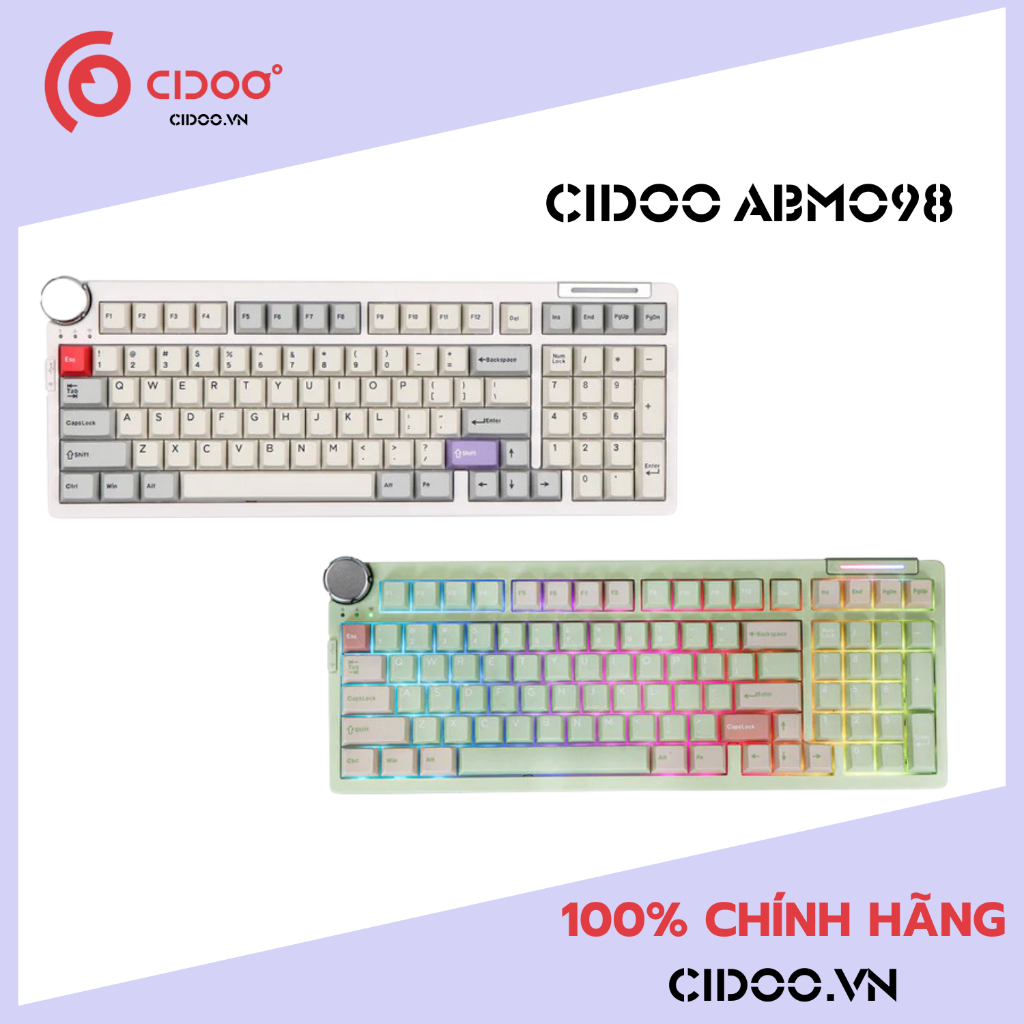 Bàn phím cơ Cidoo ABM098 Tri-mode | 3 mode | Núm xoay | Mạch Xuôi ...