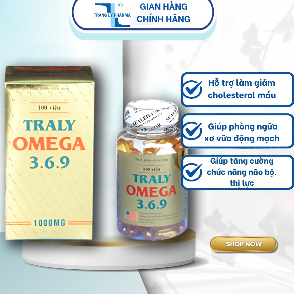 Viên uống Traly Omega 3.6.9 hỗ trợ giảm cholesterol máu, tăng độ bền ...