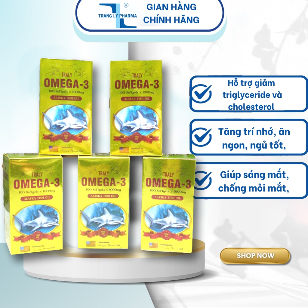 Viên uống Traly Omega-3 ﻿﻿﻿﻿hỗ trợ giảm cholesterol máu, tăng cường ...