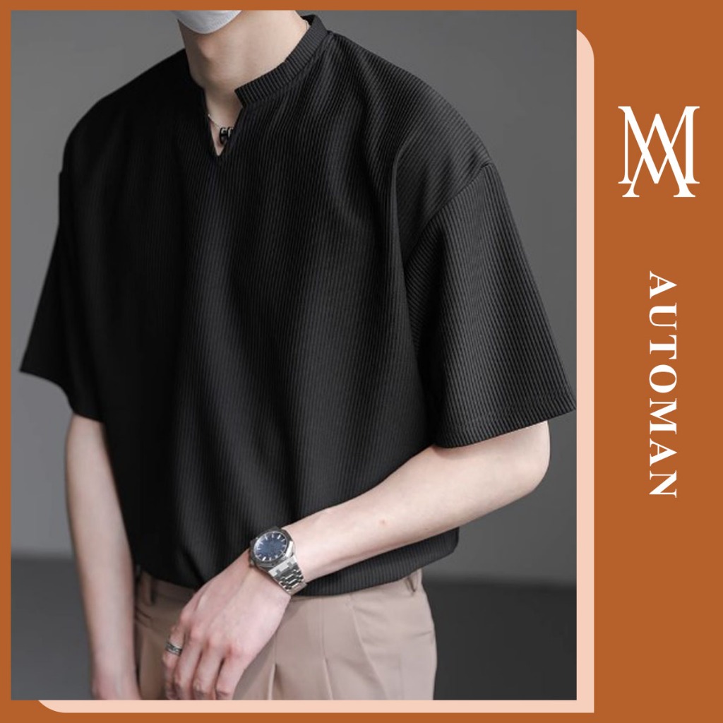 Áo thun nam ngắn tay form dáng dễ phối đồ, cổ chữ V, chất vải thun gân cao cấp AUTOMAN A165 ...