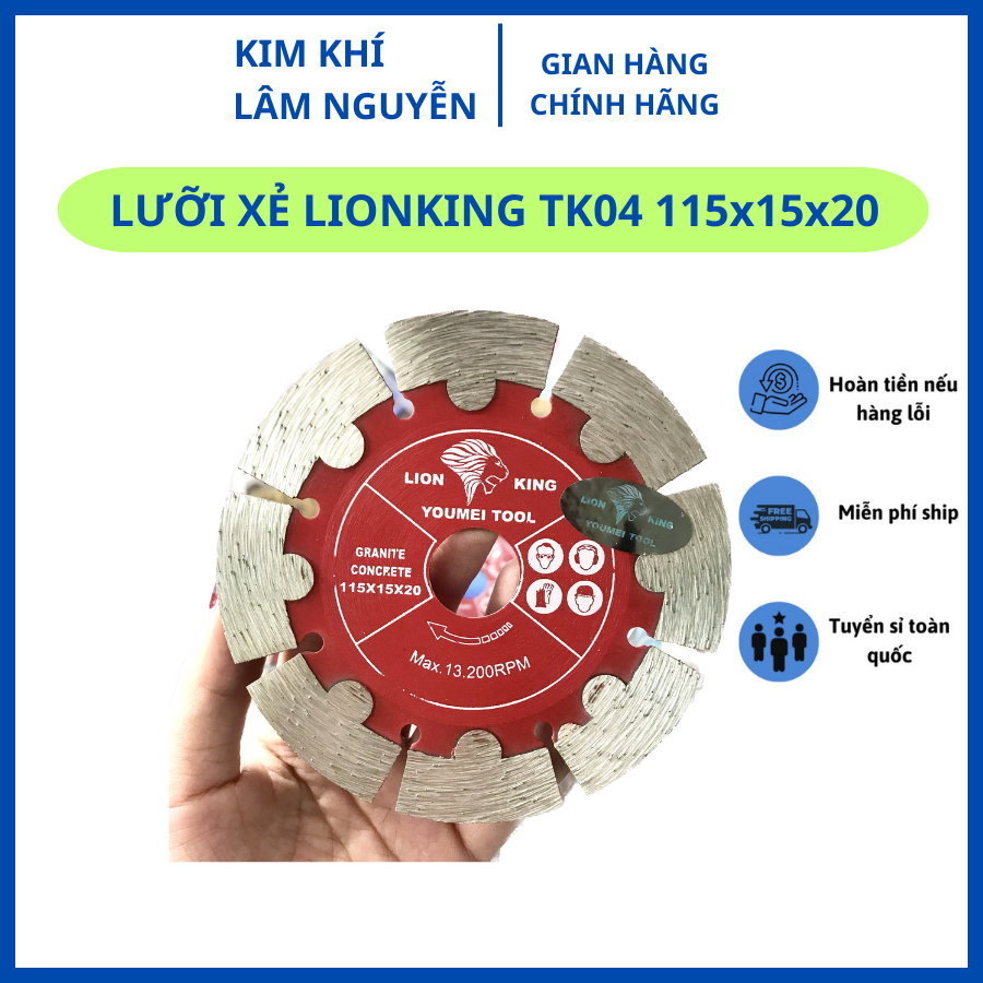 Lưỡi cắt đá cắt bê tông hiệu LIONKING 115X15X20MM TK04 | Shopee Việt Nam