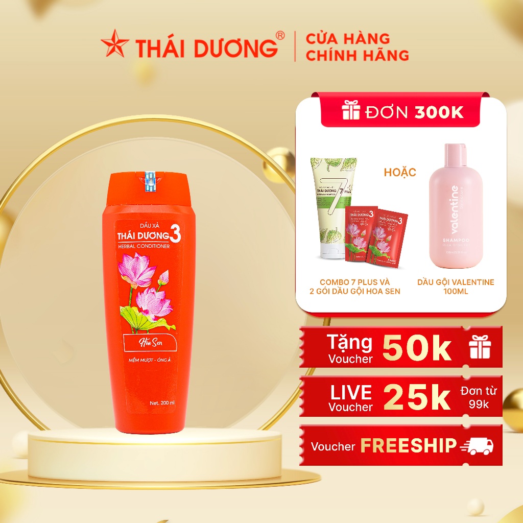 [QUÀ TẶNG] Dầu xả dược liệu Thái Dương 3 Hoa sen 200ml - Sao Thái Dương | Shopee Việt Nam