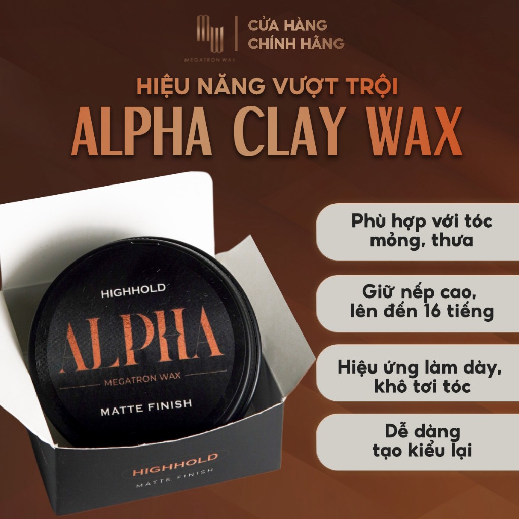 Sáp vuốt tóc Alpha Clay Wax 60g tạo kiểu, dành cho tóc từ mỏng đến cận ...