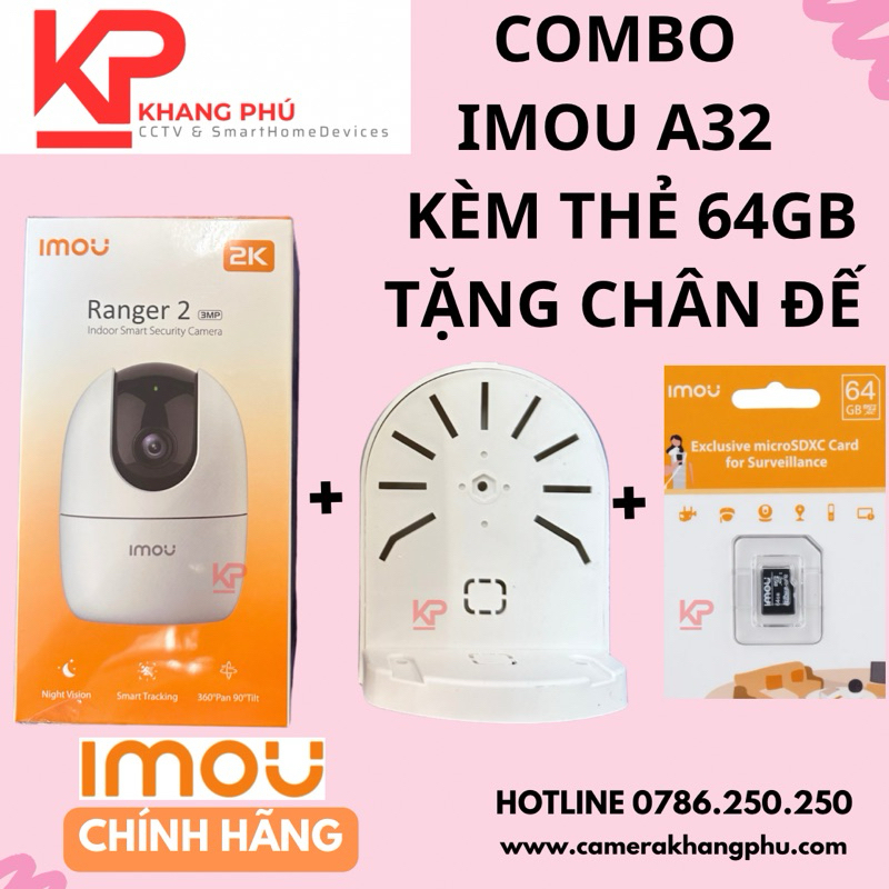 [Combo 2024] Camera wifi trong nhà Camera IMou A32 Ranger 2 + 64GB + Đế ...