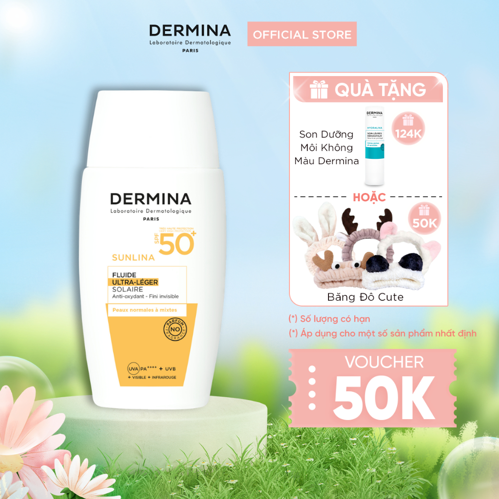 Sữa Chống Nắng Dịu Nhẹ Bảo Vệ 360 Độ Dermina Sunlina Ultra-Light Sun ...