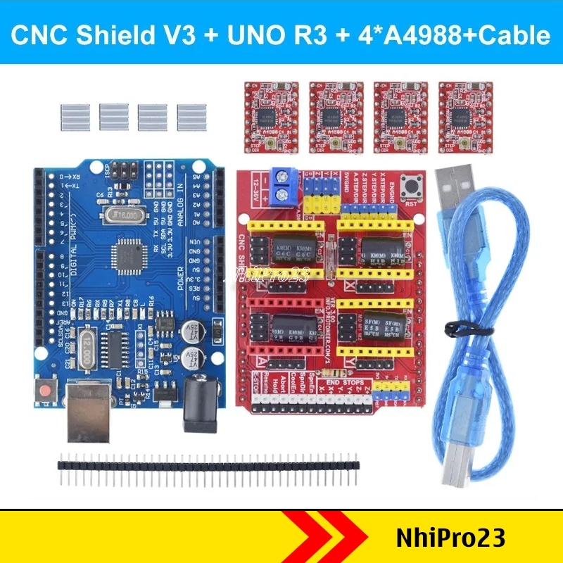 Bộ Máy In 3D Cho Arduino CNC Shield V3 + Uno R3 + A4988x4 | Shopee Việt Nam