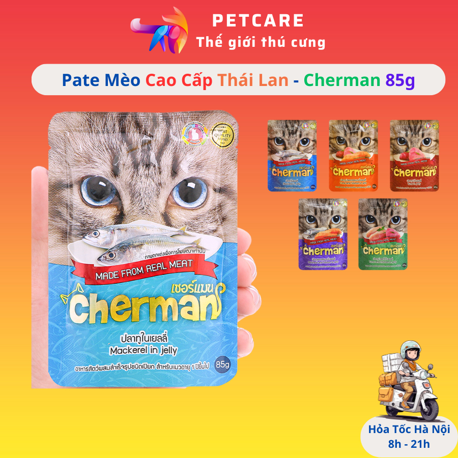 Pate Cherman cao cấp của Thái Lan cho mèo gói 85g PetCareHN | Shopee ...
