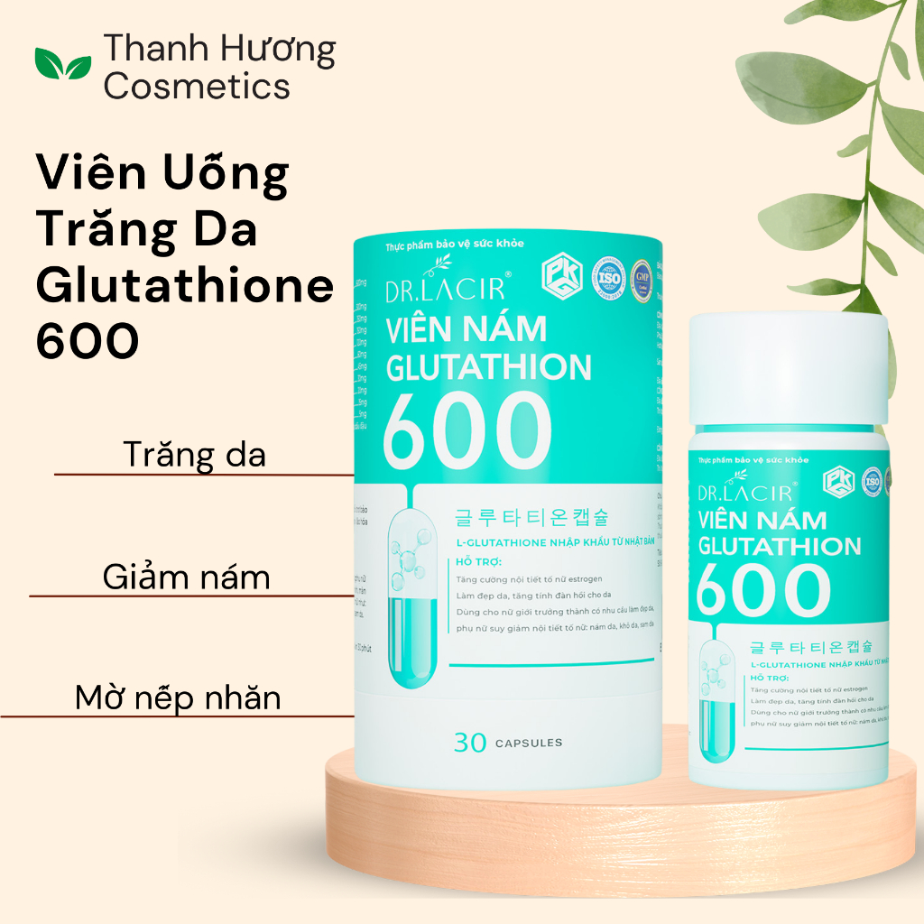 Glutathion Dr Lacir chính hãng tăng nội tiết tố giúp trắng da chống lão hóa da mờ nám giảm nếp ...