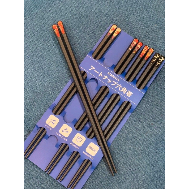 Sét 5 đôi Đũa sợi thuỷ tinh KINBATA Nhật [chịu nhiệt từ -10 độ đến 260 ...