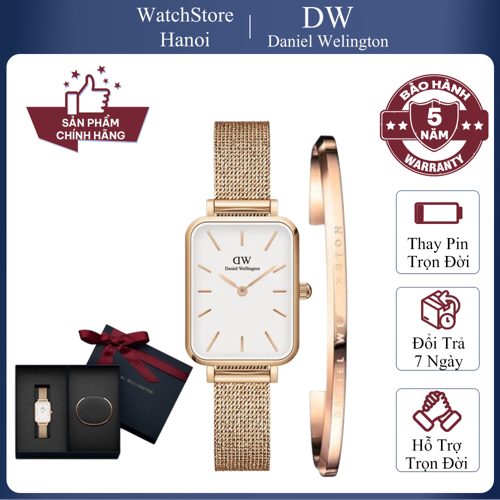 Đồng Hồ Nữ Daniel Wellington Quadro Pressed Melrose White Kèm Vòng Tay ...