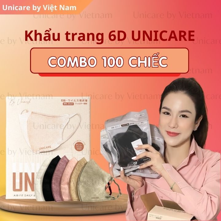 UNICARE Combo 100 Chiếc Khẩu trang UNICARE 6D ProMask Kháng Khuẩn Quai ...