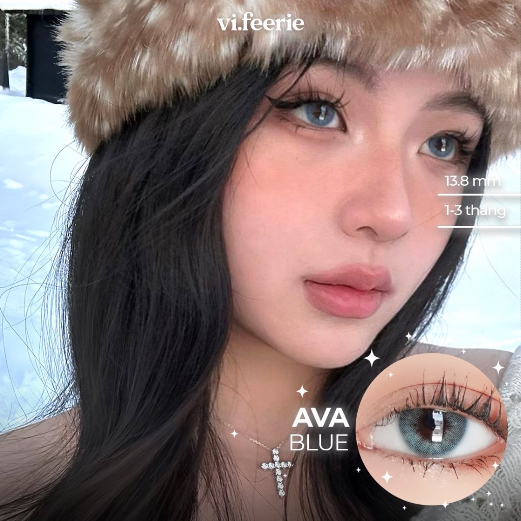 Kính áp tròng (lens) tây xanh biển thuần Ava Blue có độ cận-VF Lens ...