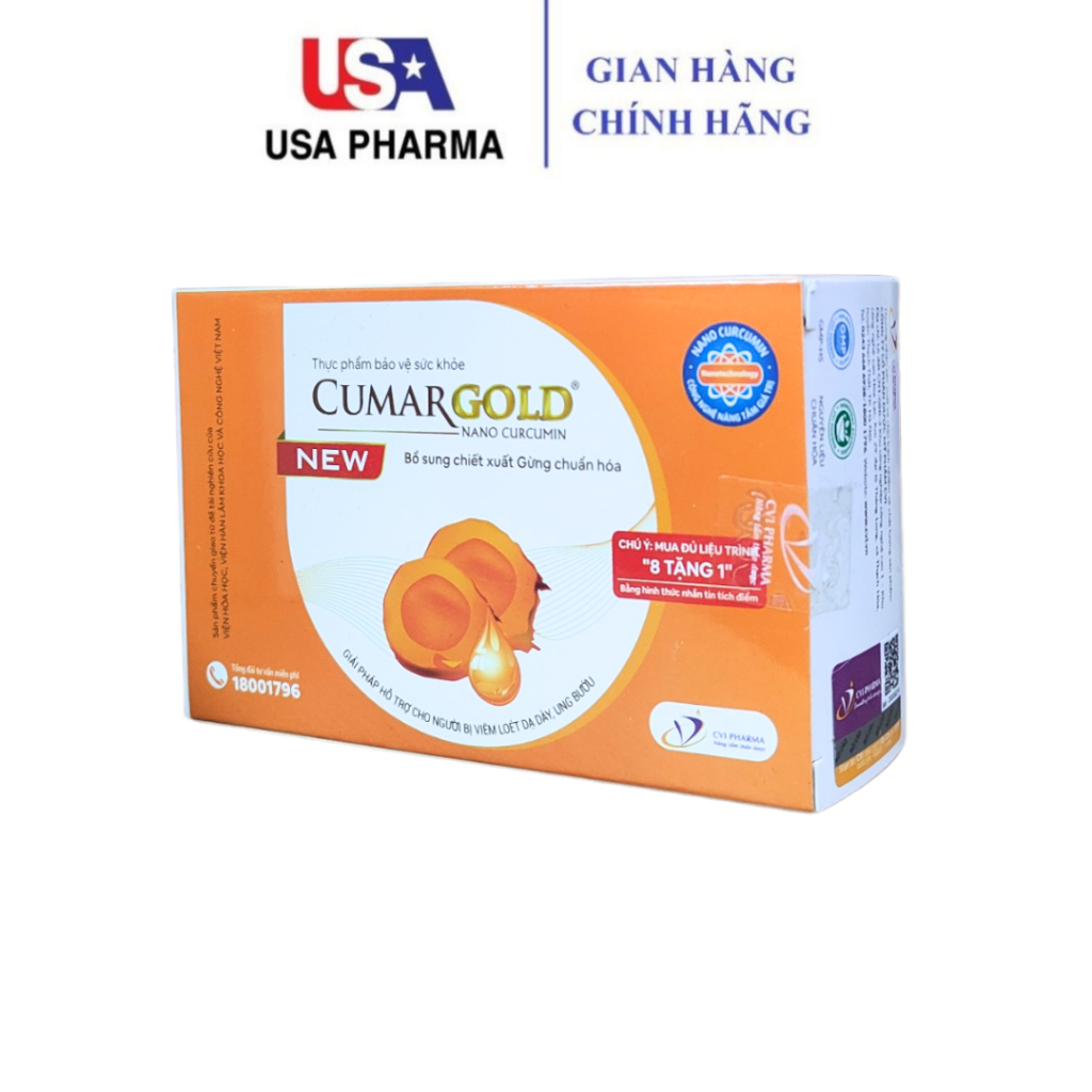 Viên uống bổ sung chiết xuất gừng Nano Curcumin CUMAR GOLD- Hộp 30 viên ...