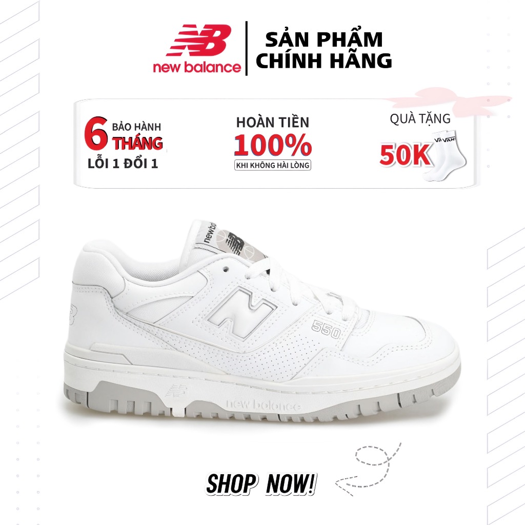 [ LẺ SZ 43] New balance 550 white grey giày chính hãng nam&nữ | Shopee Việt Nam
