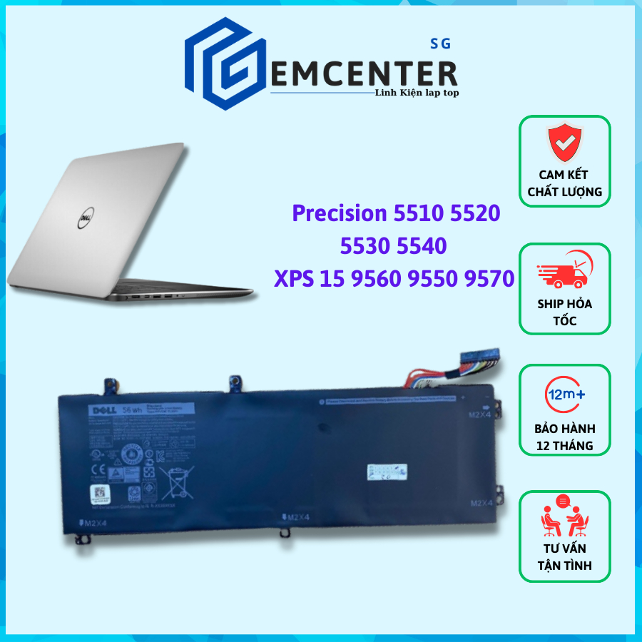 Pin zin Dell Precision 5510 5520 5530 5540 XPS 15 9560 9550 9570 ...