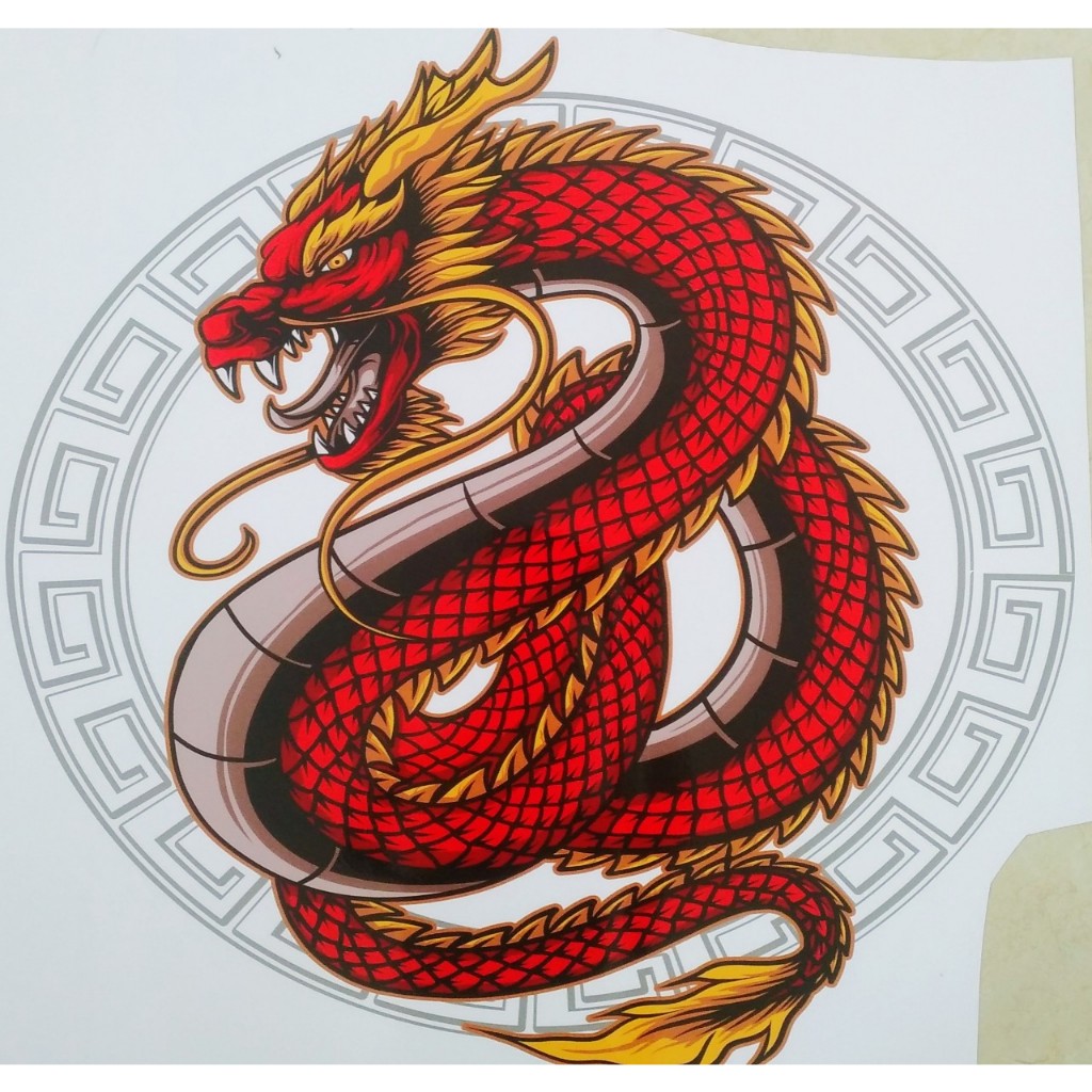 Tem con Rồng dán trang trí xe máy , ô tô, xe tải , Decal hình rồng dán ...