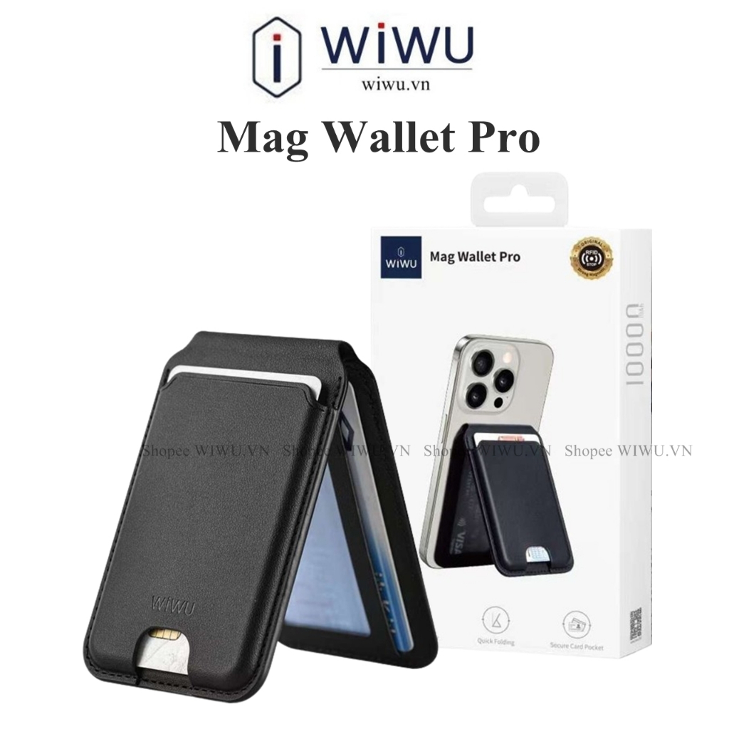 WIWU Mag Wallet Pro - Ví da đựng thẻ nam châm hút từ tính , tích hợp ...