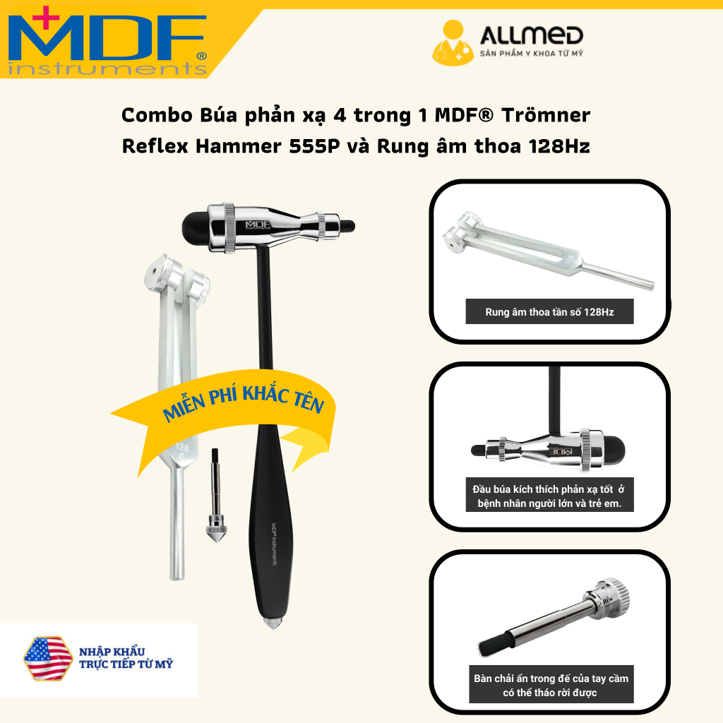 Combo Búa phản xạ 4 trong 1 MDF® Trömner Reflex Hammer 555P và Rung âm ...