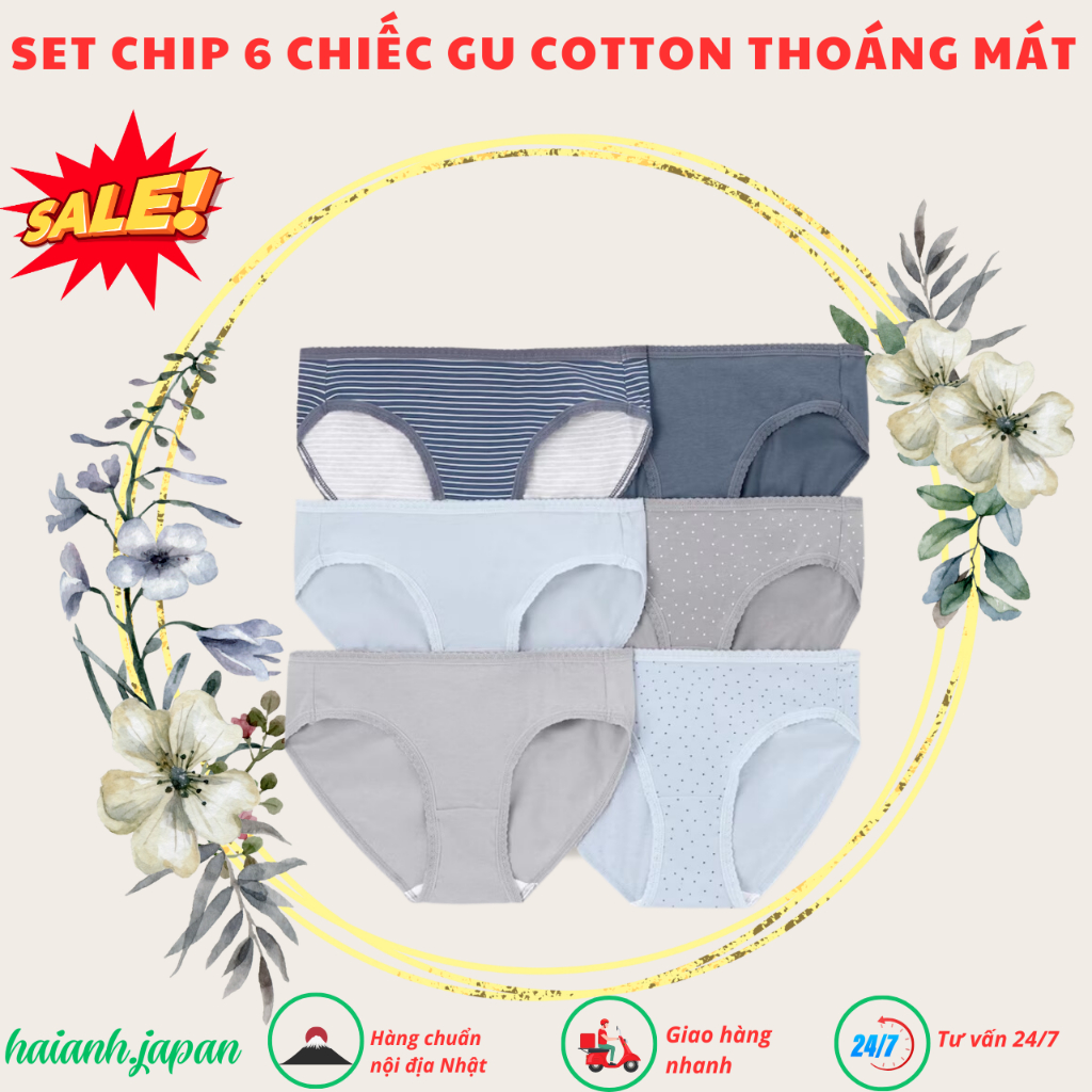 Chip Gu, Set 6 chiếc quần chip Gu hàng Nhật mẫu mới, thoải mái, thoáng ...
