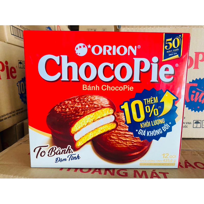 Bánh Orion Chocopie hộp 12 bánh có đủ vị và Bánh bông lan nhân mứt đào ...