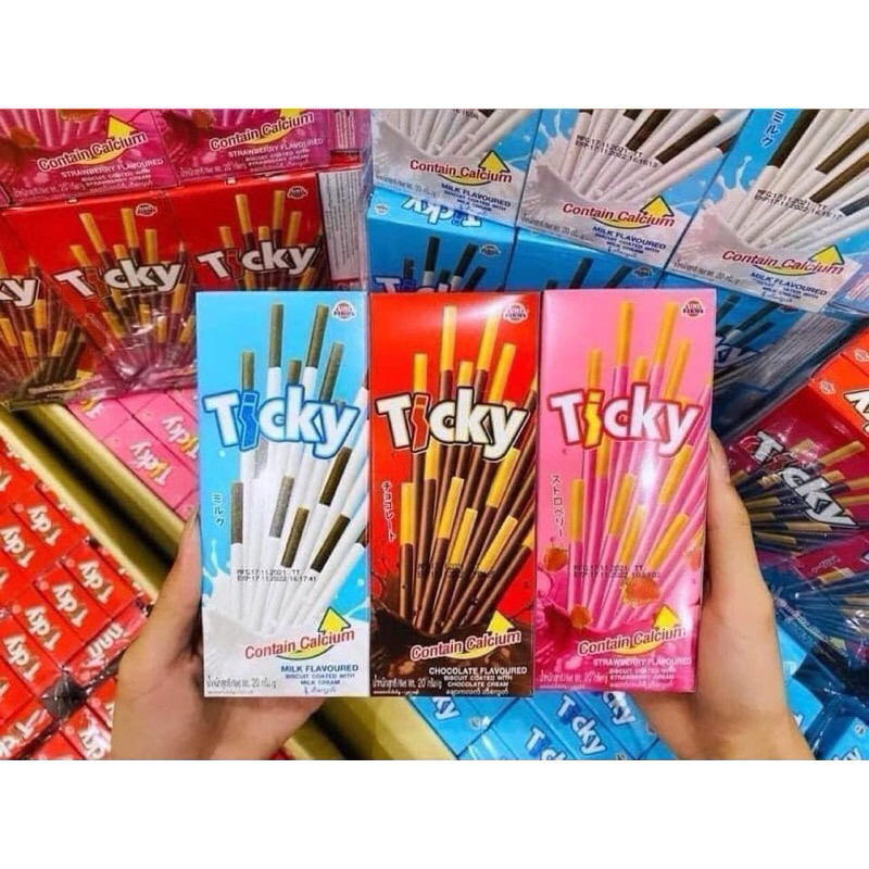 Bánh Que Ticky Socola Sữa Thái Lan, Bánh Quy Que Phủ Kem (Hộp 20g/ 6 ...