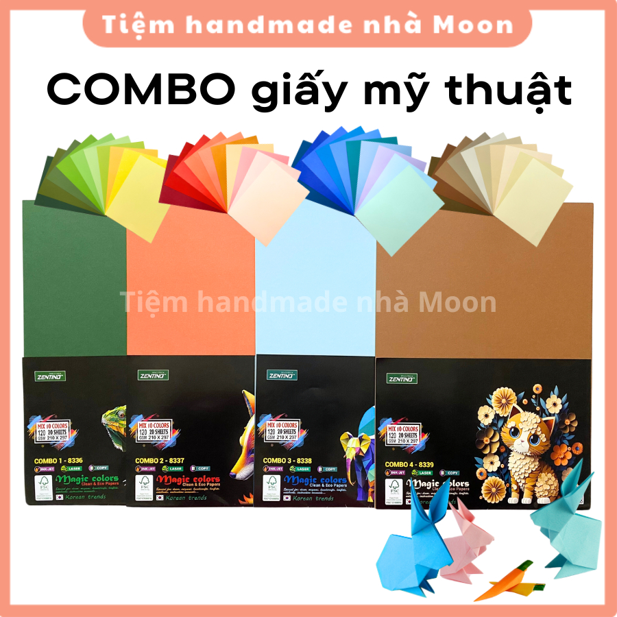 Giấy bìa cứng làm thiệp handmade, giấy mỹ thuật Zentino A4 120gsm, giấy ...