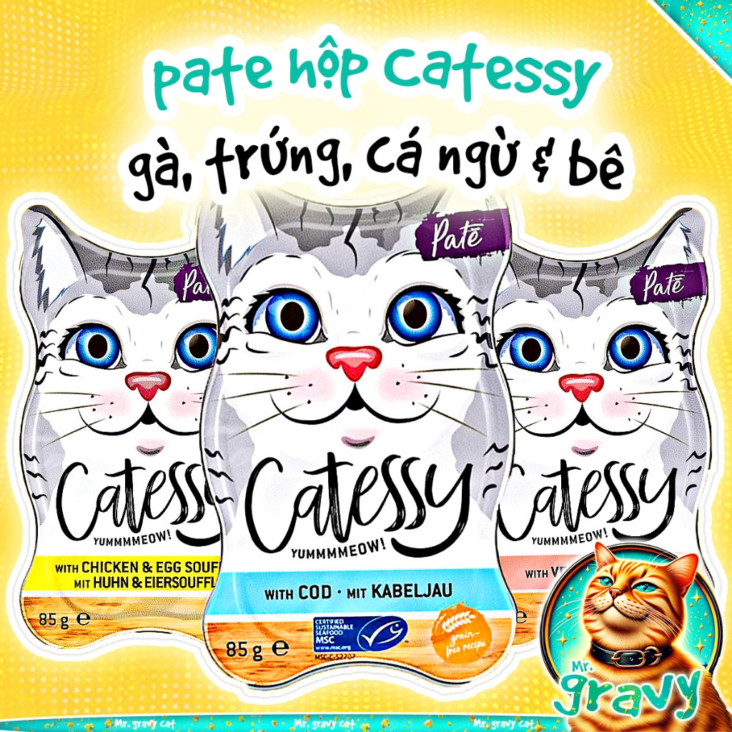 PATE CATESSY Cho Mèo Made In Germany Dạng Hộp Thiếc Hình Mèo Bổ Sung ...
